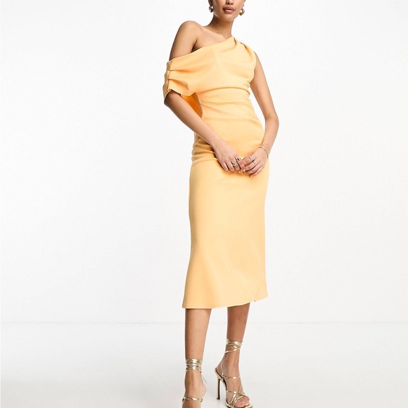 ASOS | Dresses | Asos Design Fallen Shoulder Soft Line Skater Prom Midi ...